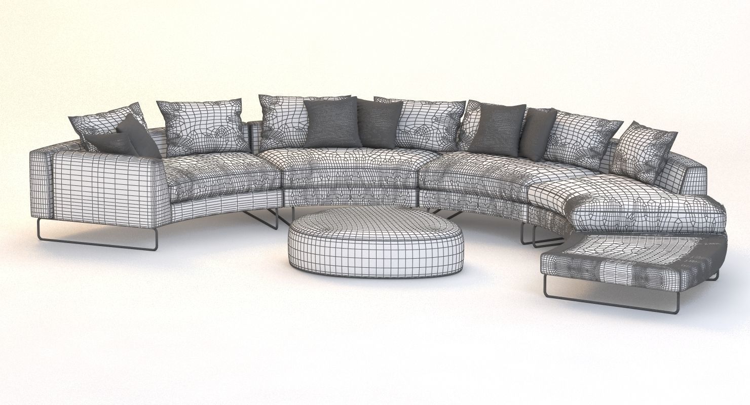 Half Moon Curved Sectional Sofa Fabric 3D model | CGTrader