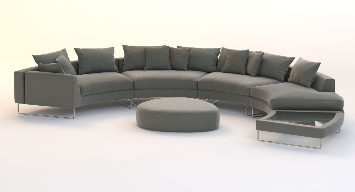 Half Moon Curved Sectional Sofa Fabric 3D model | CGTrader