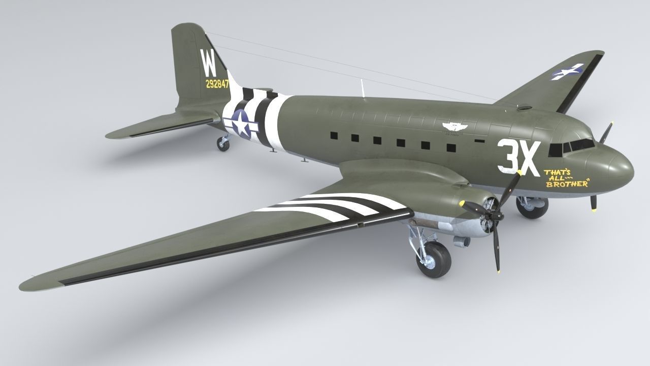 3D model Douglas C47 skytrain Thats All Brother VR / AR / low-poly ...