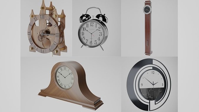 Clocks Collection silver pedestal | CGTrader