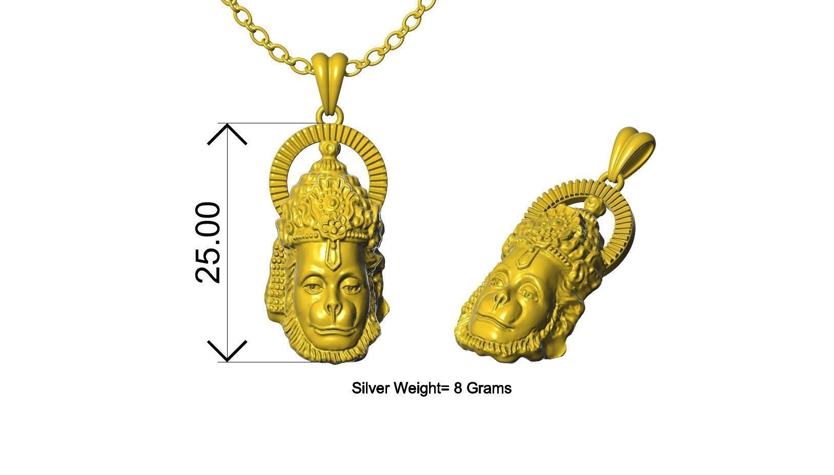 Lord Hanuman Ji Pendant Design 3D model 3D printable | CGTrader