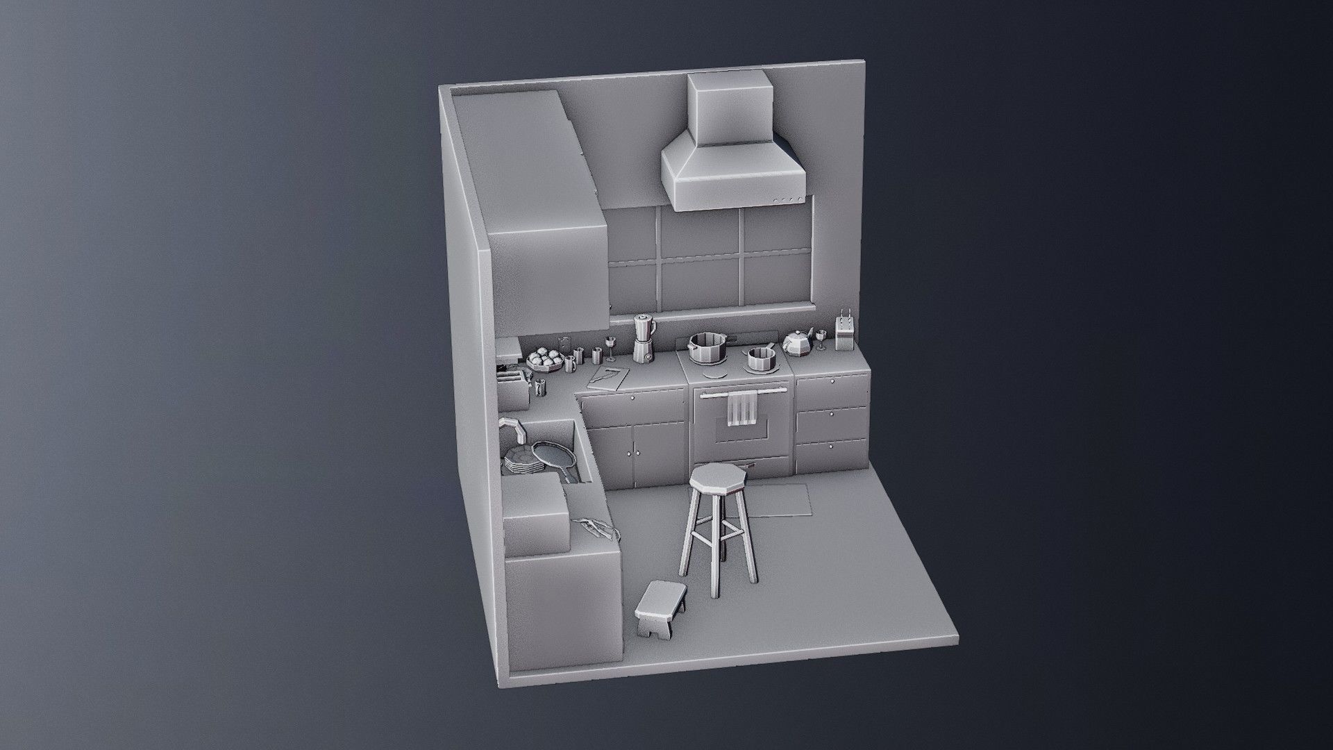 Low Poly Isometric Kitchen - Blender 3D model | CGTrader