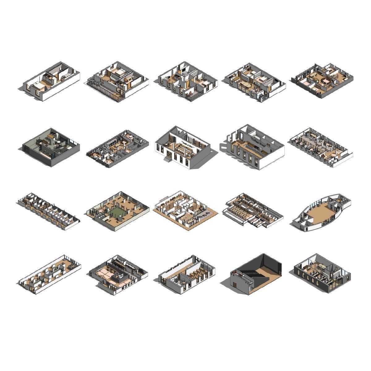 20 Interior spaces - Revit 3D model | CGTrader