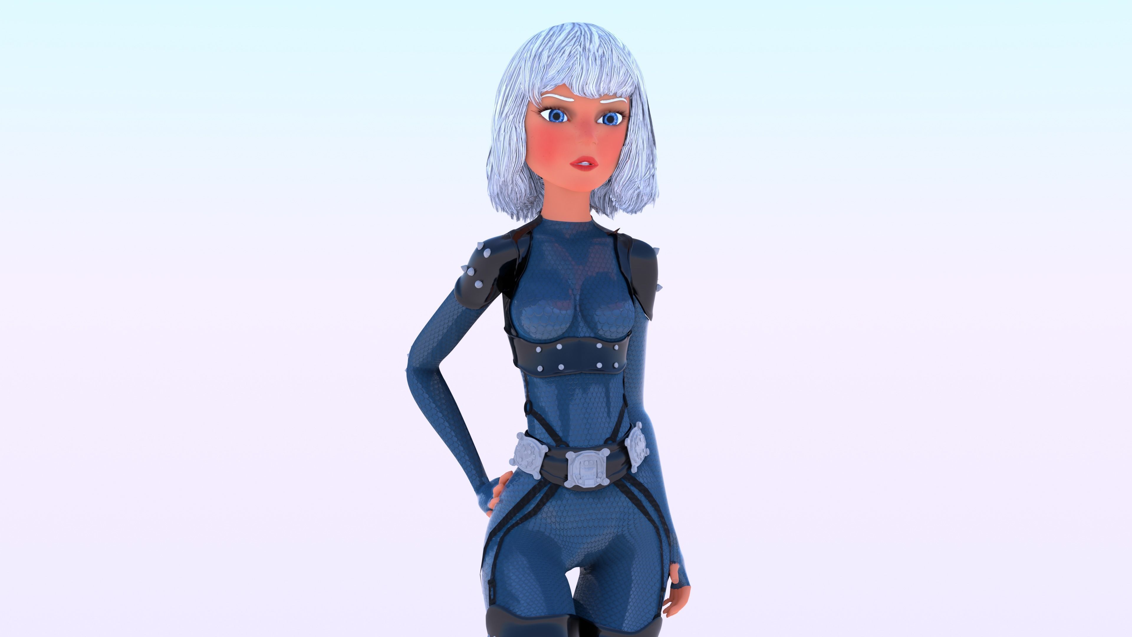 Stylized cyberpunk girl complete rigged and with PBR materials 3D model ...