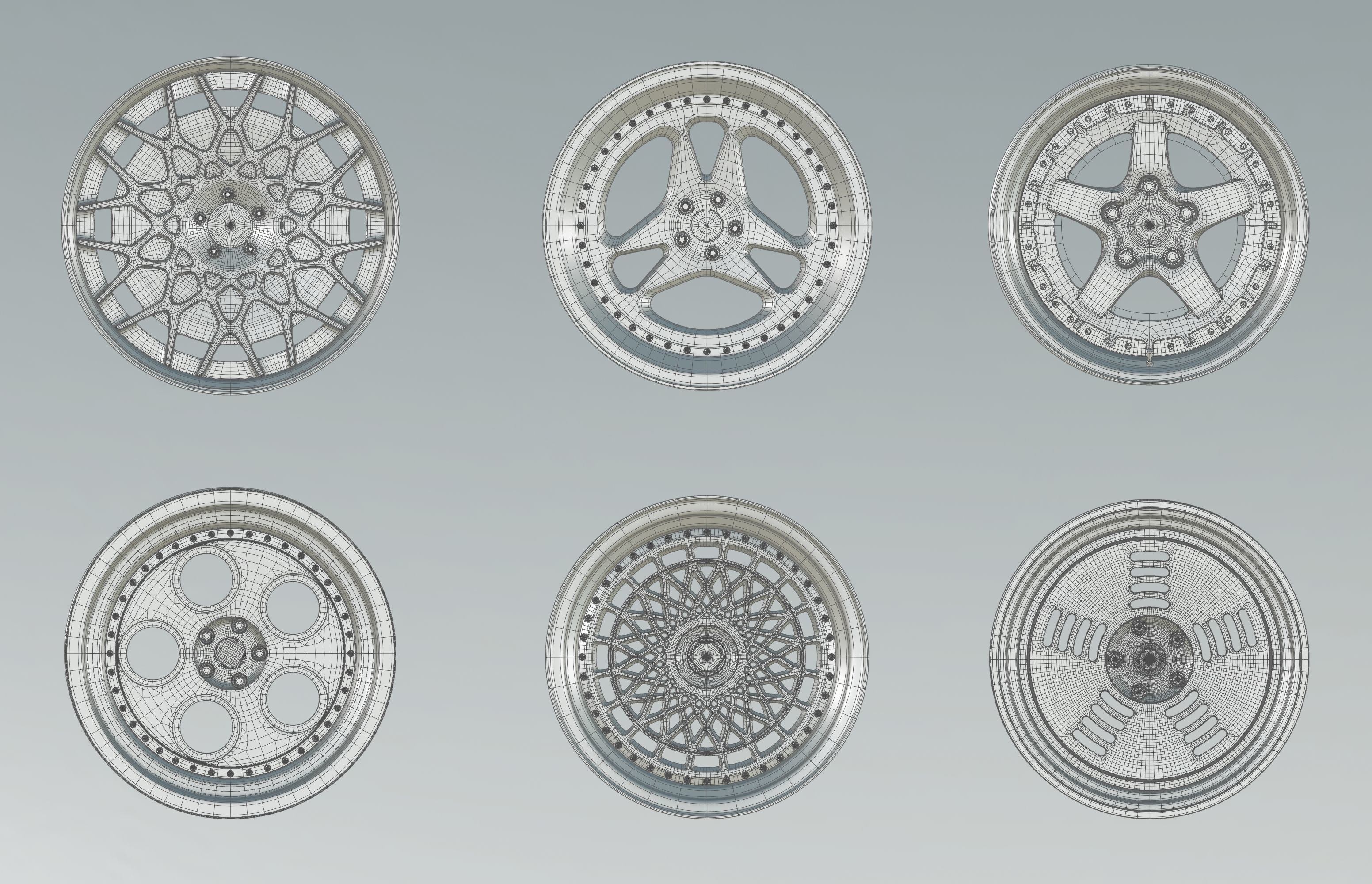 3D model Rotiform 6 rims pack High and Low poly VR / AR / low-poly ...