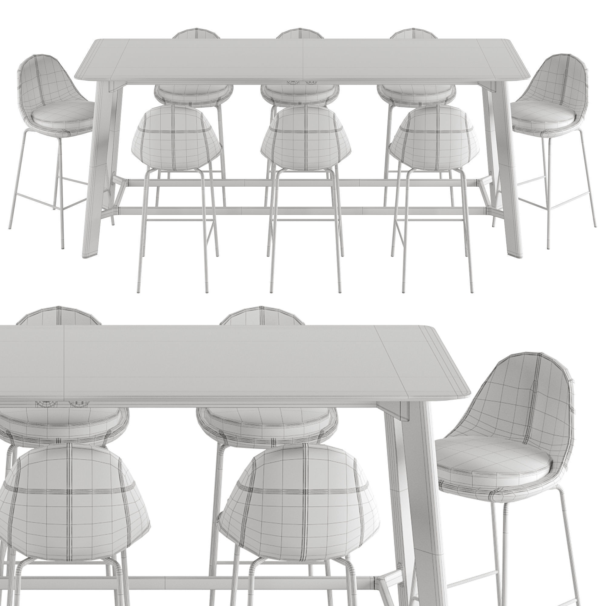 Keilhauer Awla Height Table and Juxta Leg Counter Stool 3D model | CGTrader