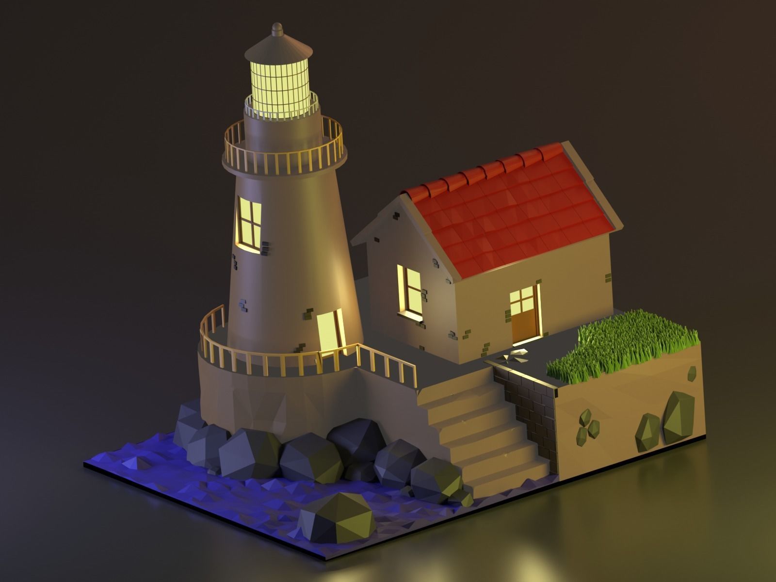 3D model Lighthouse Low-Poly Model VR / AR / low-poly | CGTrader