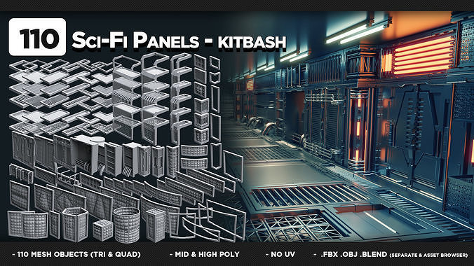 110 Sci-Fi Panels - KITBASH - VOL 07 3D model | CGTrader