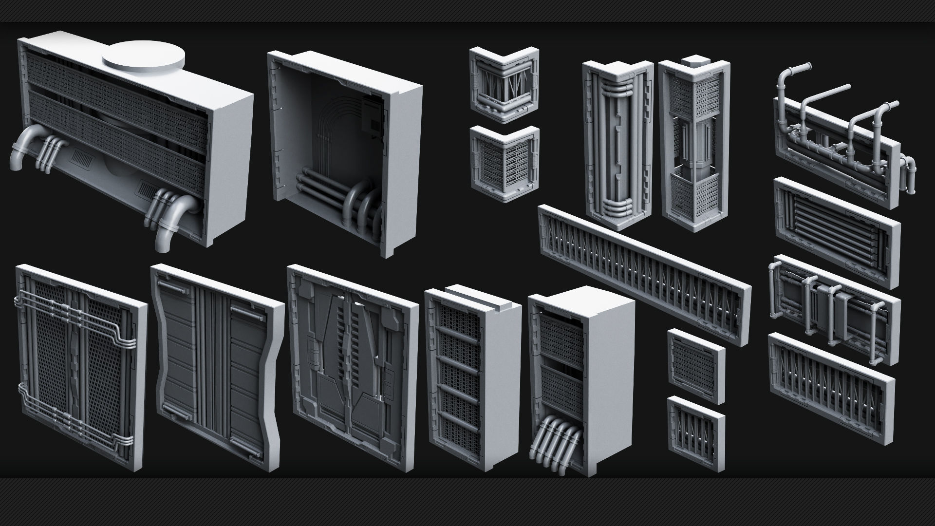 110 Sci-Fi Panels - KITBASH - VOL 07 3D model | CGTrader