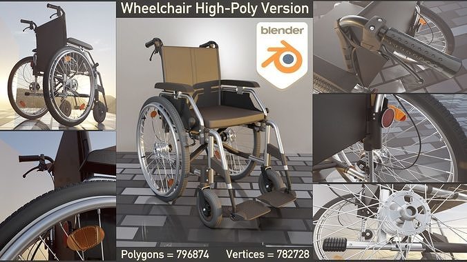 Wheelchair High-Poly Version with Procedural PBR Materials Eevee 3D model animated | CGTrader