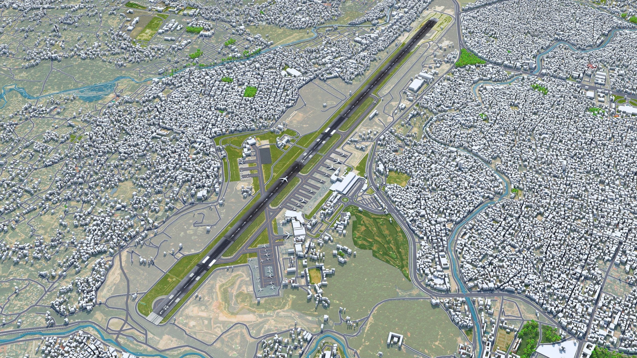 3D model Tribhuvan International Airport 10km VR / AR / low-poly | CGTrader