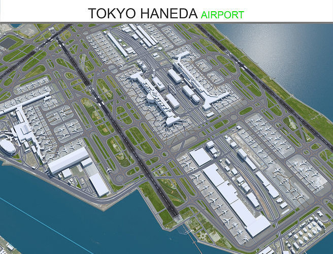3D model Tokyo Haneda Airport 10km VR / AR / low-poly | CGTrader