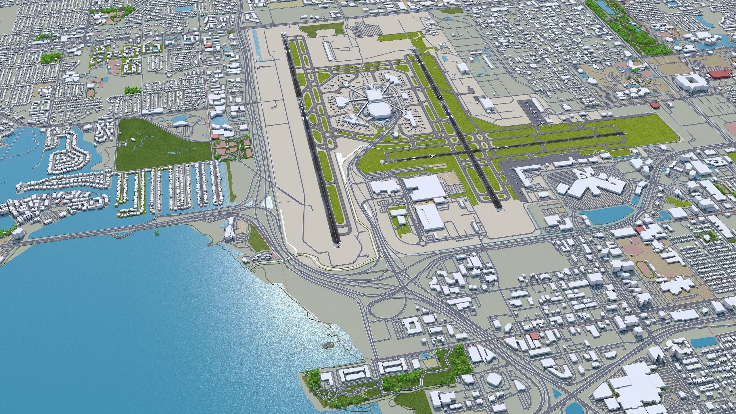 3D model Tampa Airport 10km VR / AR / low-poly | CGTrader
