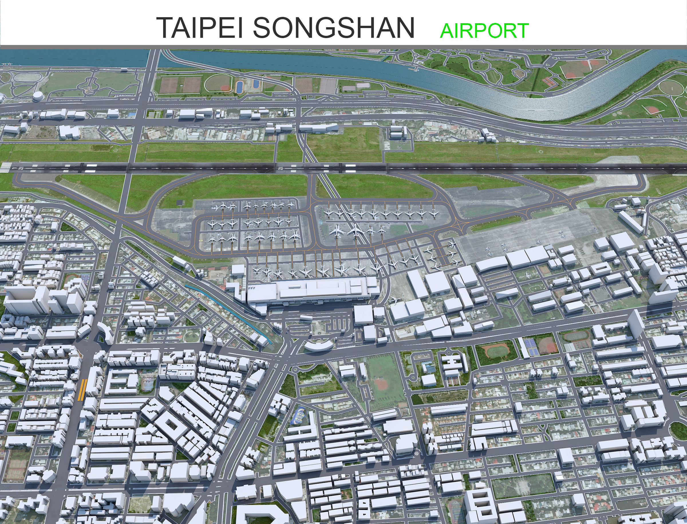 3D model Taipei Songshan Airport 5km VR / AR / low-poly | CGTrader
