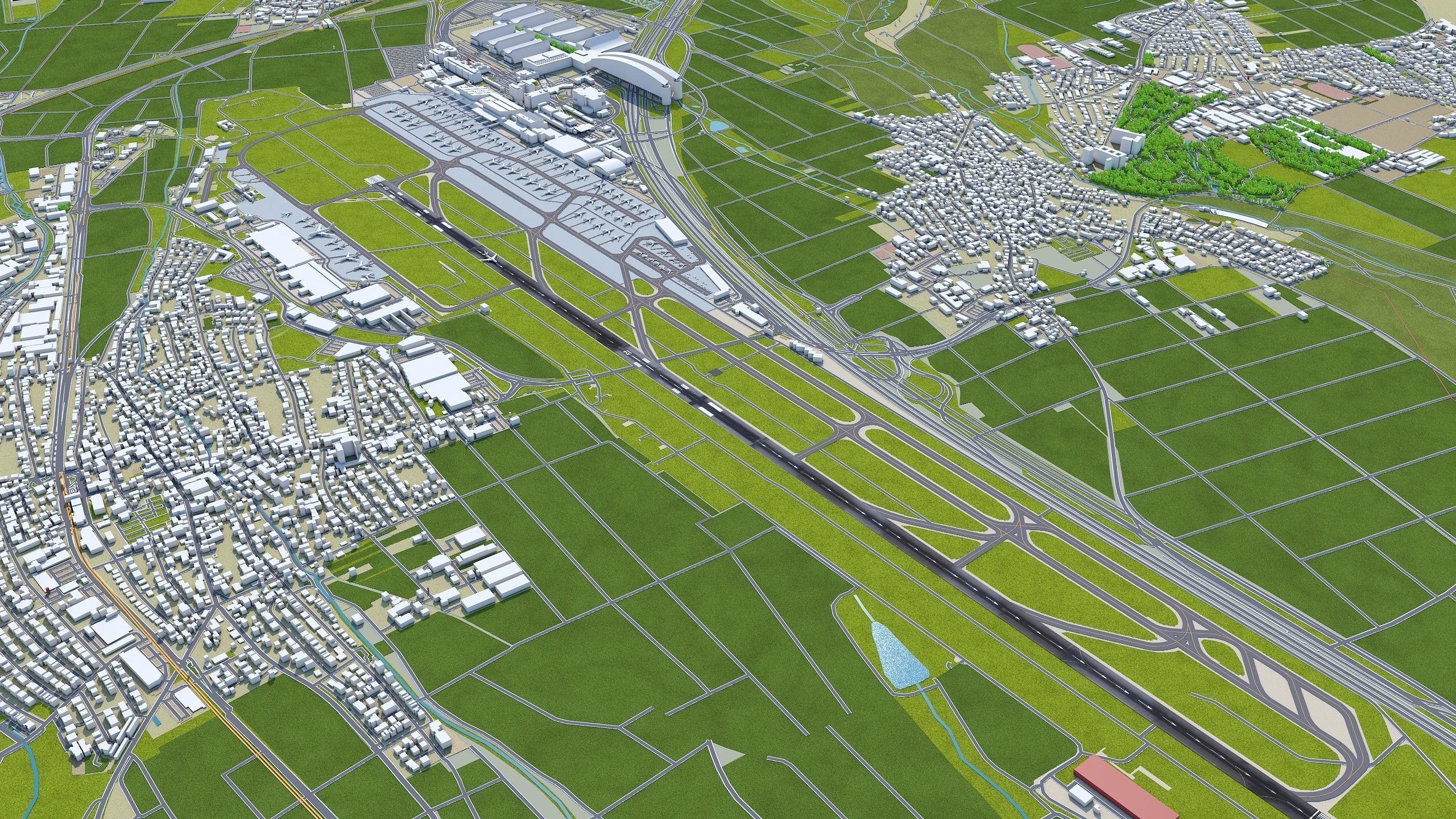 3D model Stuttgart Airport 10km VR / AR / low-poly | CGTrader