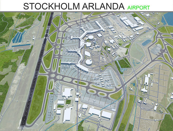 3D model Stockholm Arlanda Airport 15km VR / AR / low-poly | CGTrader