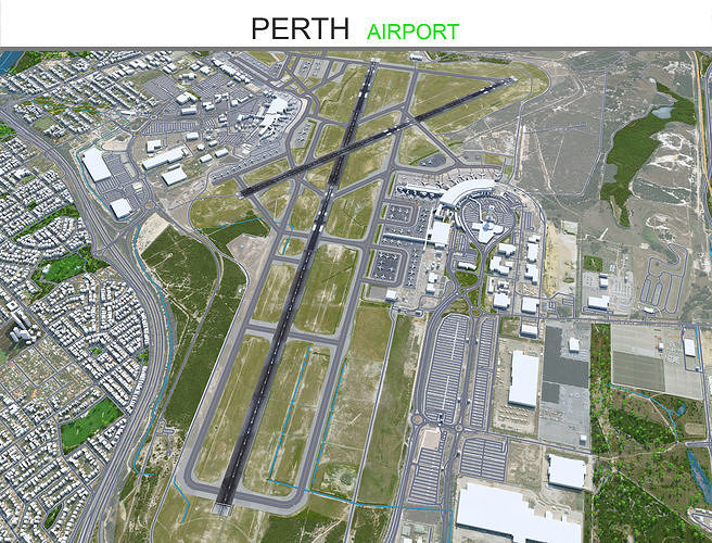 3D model Perth Airport 10km VR / AR / low-poly | CGTrader