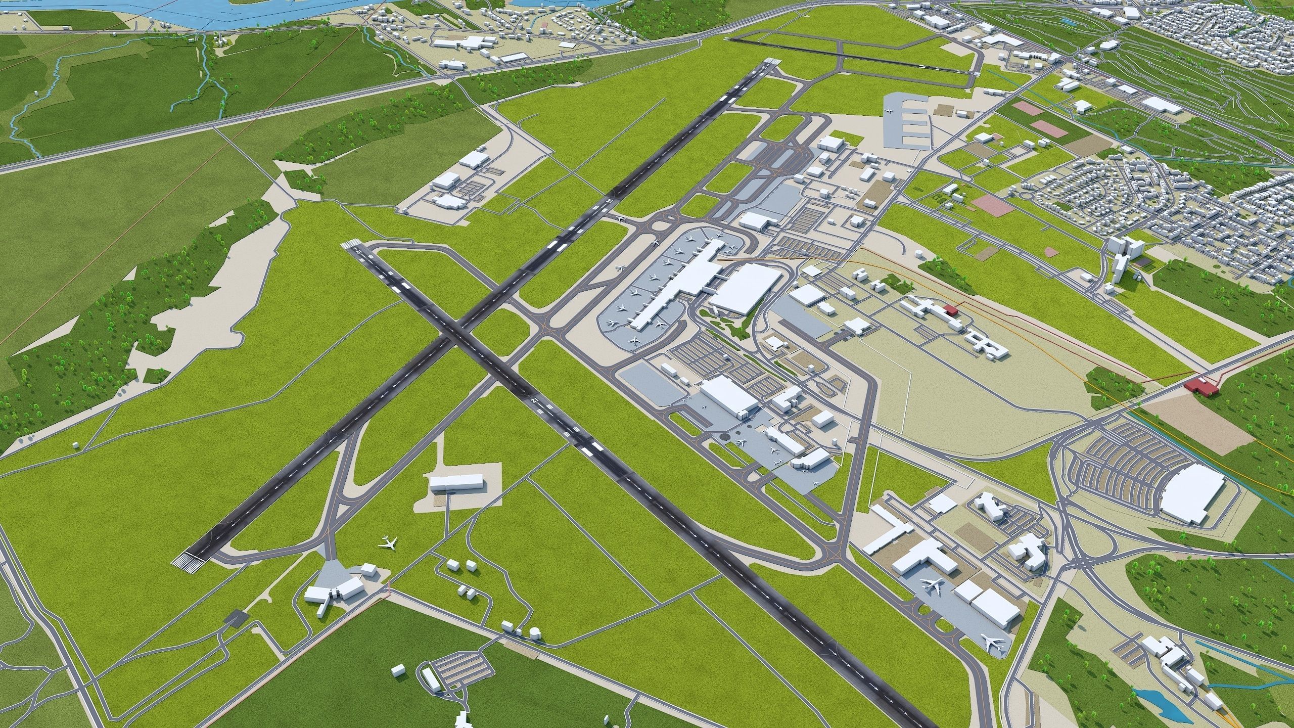 3D model Ottawa International Airport 10km VR / AR / low-poly | CGTrader