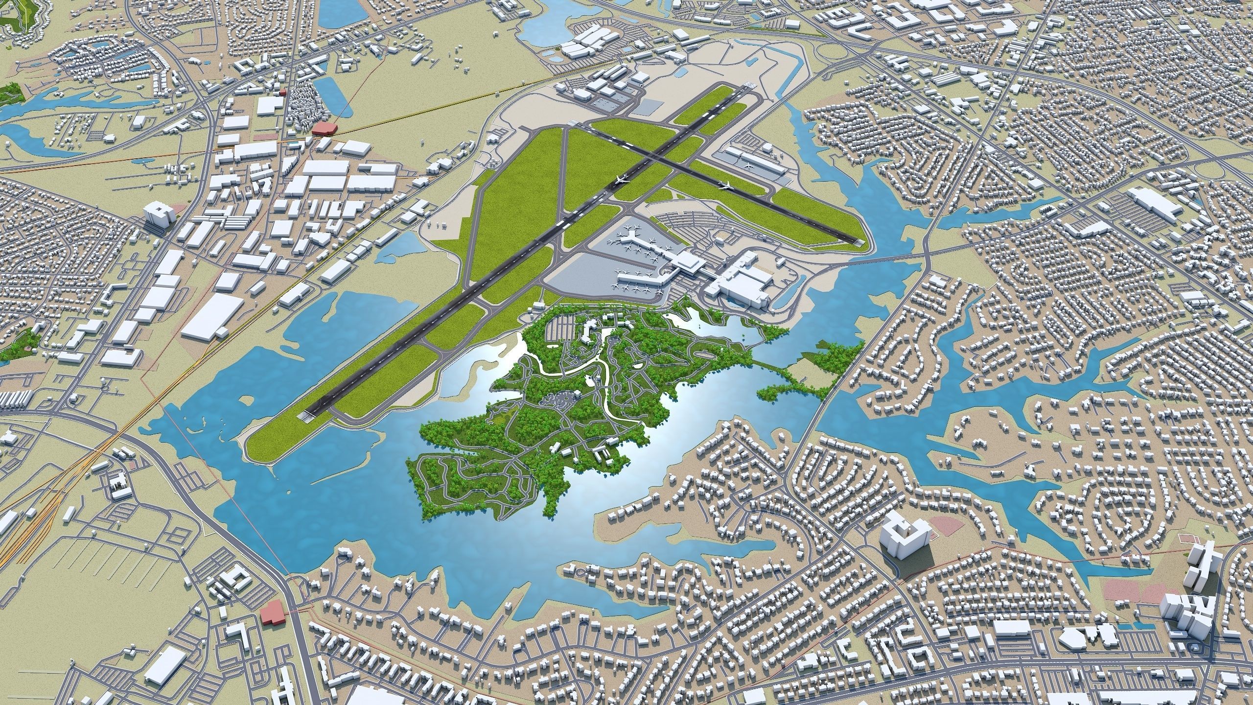 3D model Norfolk International Airport 10km VR / AR / low-poly | CGTrader
