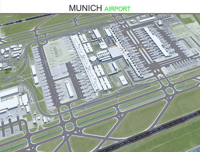 3D model Munich Airport 15km VR / AR / low-poly | CGTrader