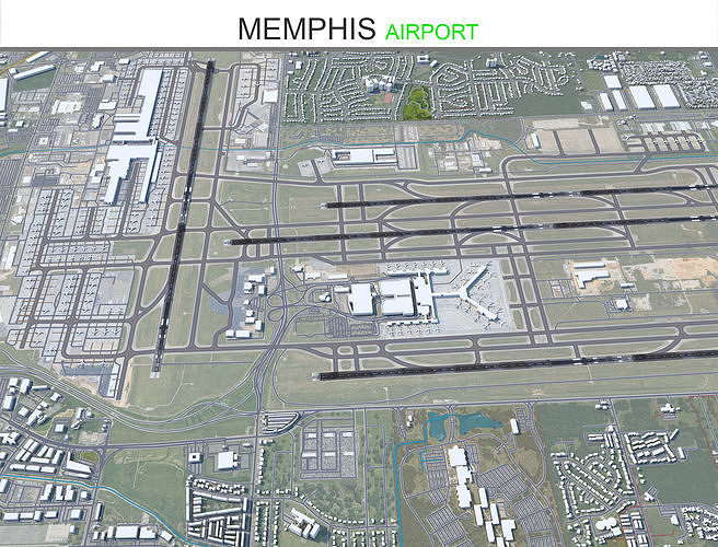 3D model Memphis Airport 10km VR / AR / low-poly | CGTrader