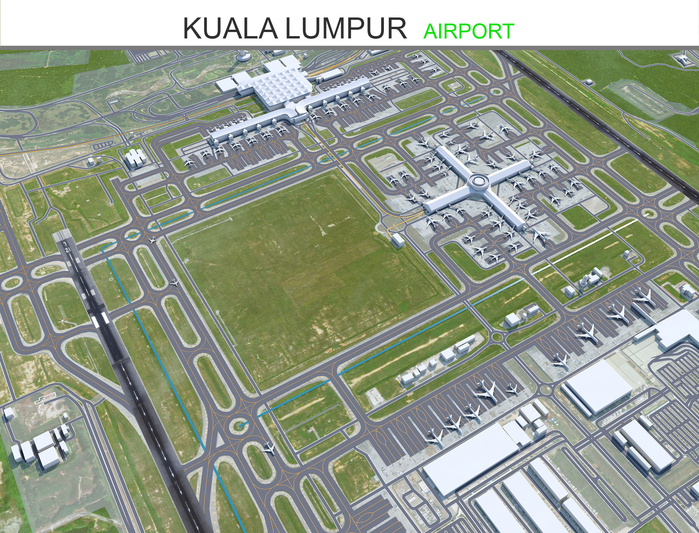 3D model Kuala Lumpur Airport 12km VR / AR / low-poly | CGTrader
