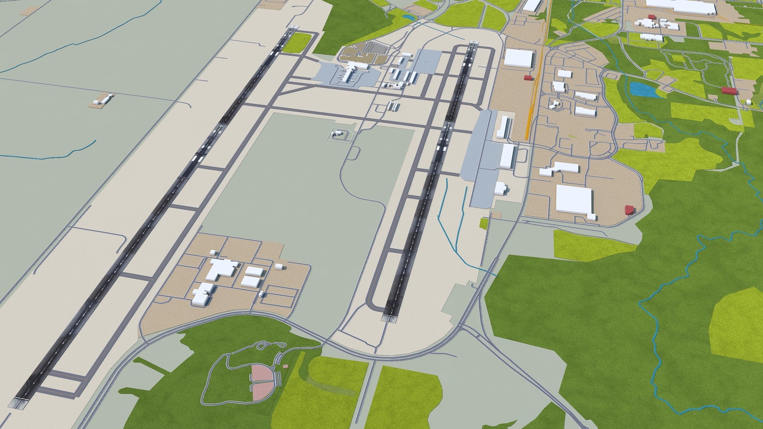 3D model Huntsville Airport 10km VR / AR / low-poly | CGTrader