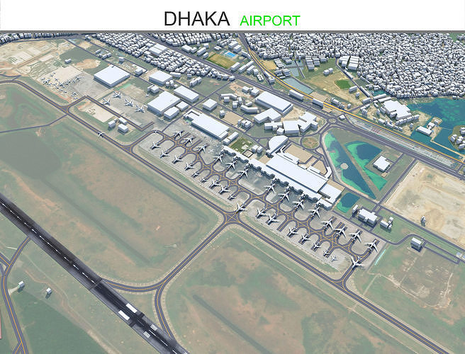 3D model Hazrat Shahjalal Dhaka Airport 8km VR / AR / low-poly | CGTrader