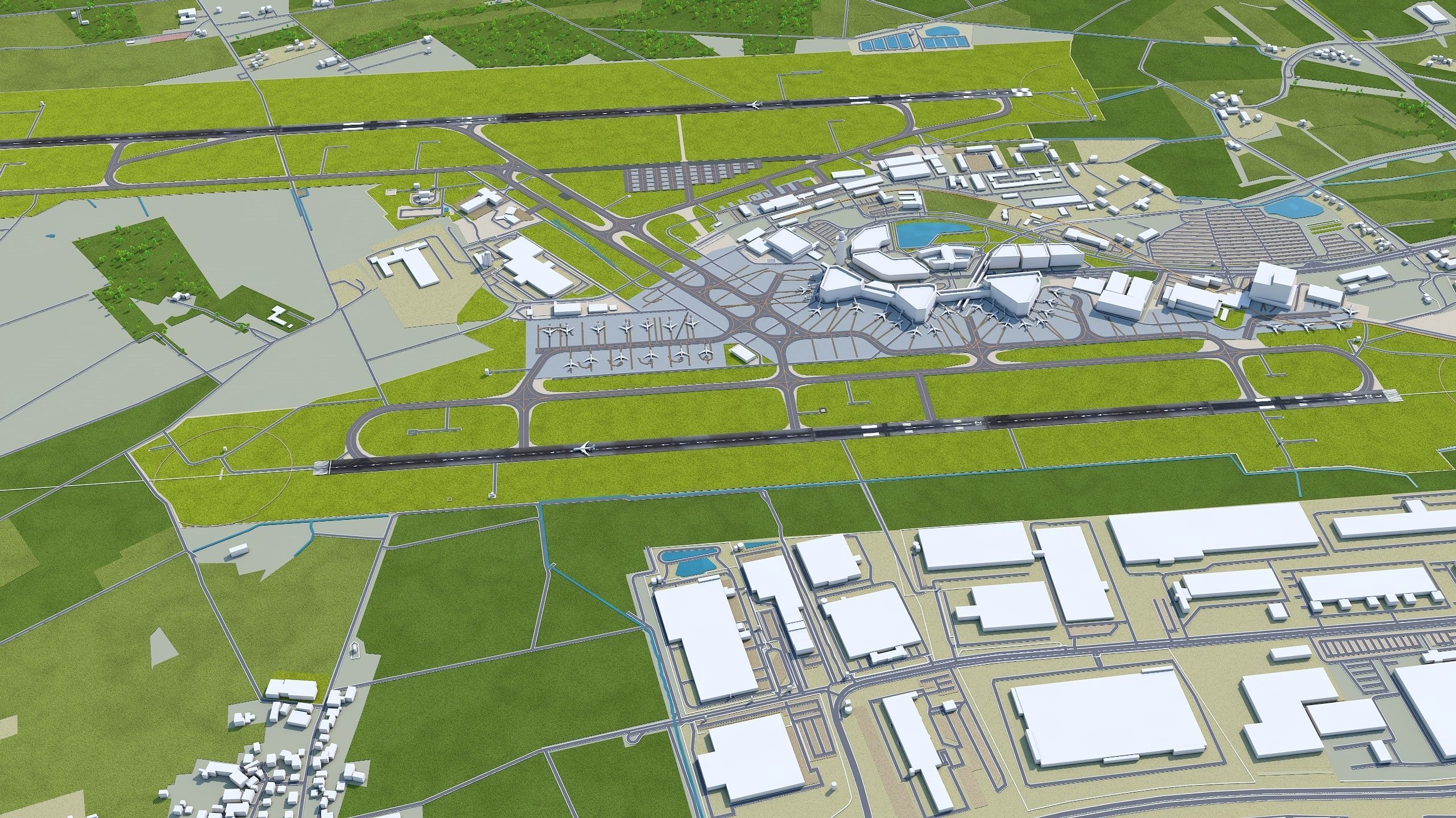 3D model Hannover Airport 10km VR / AR / low-poly | CGTrader