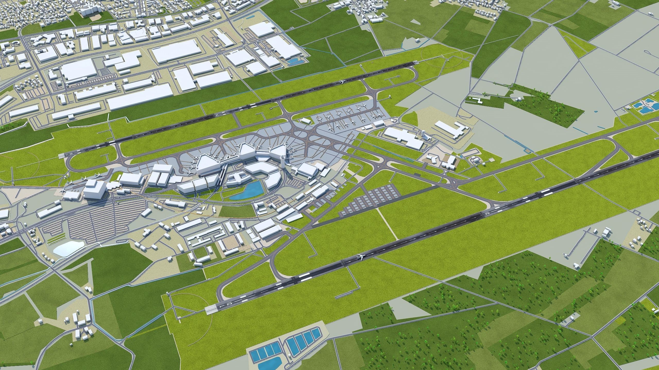 3D model Hannover Airport 10km VR / AR / low-poly | CGTrader