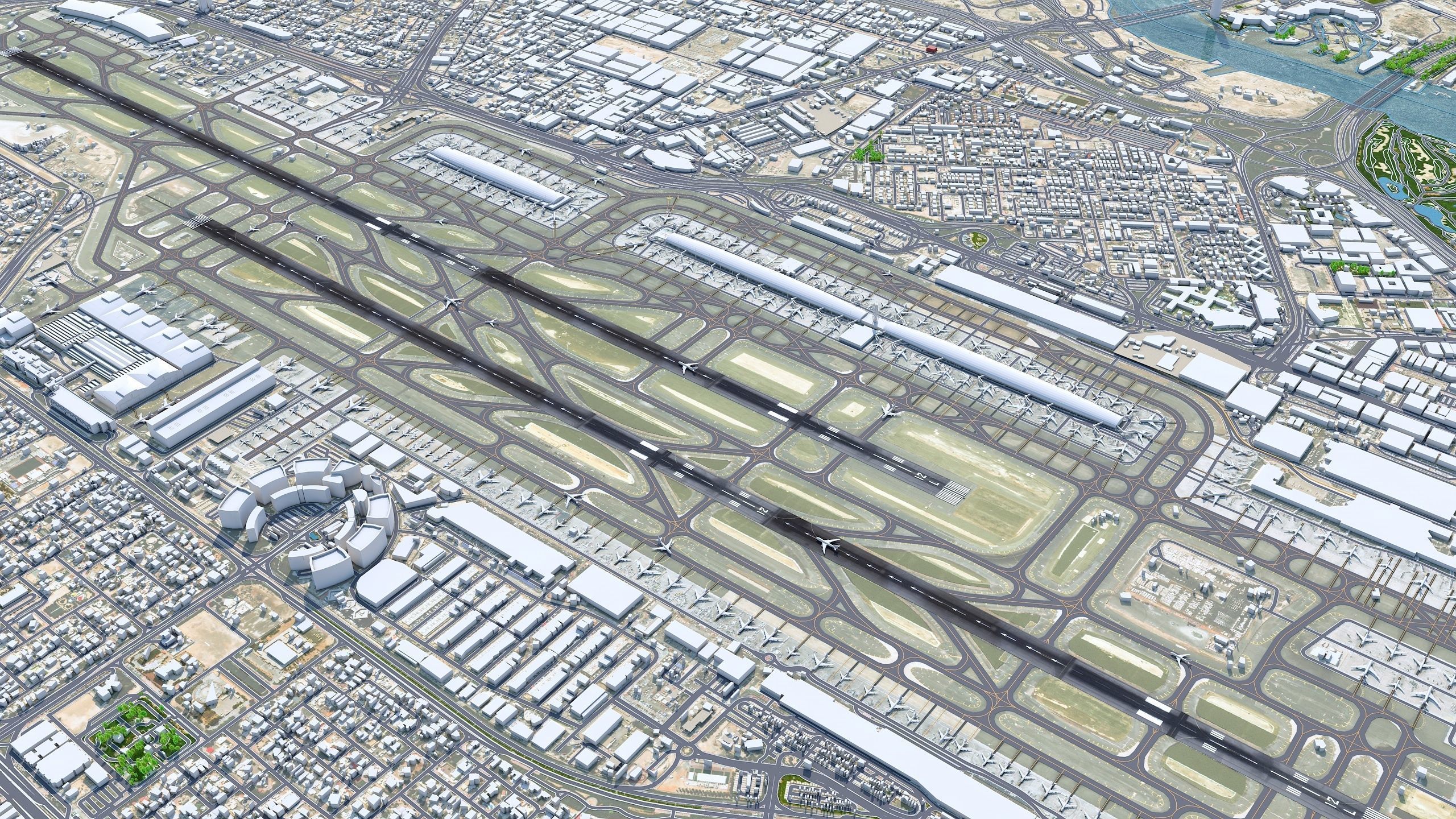 3D model Dubai International Airport 10km VR / AR / low-poly | CGTrader