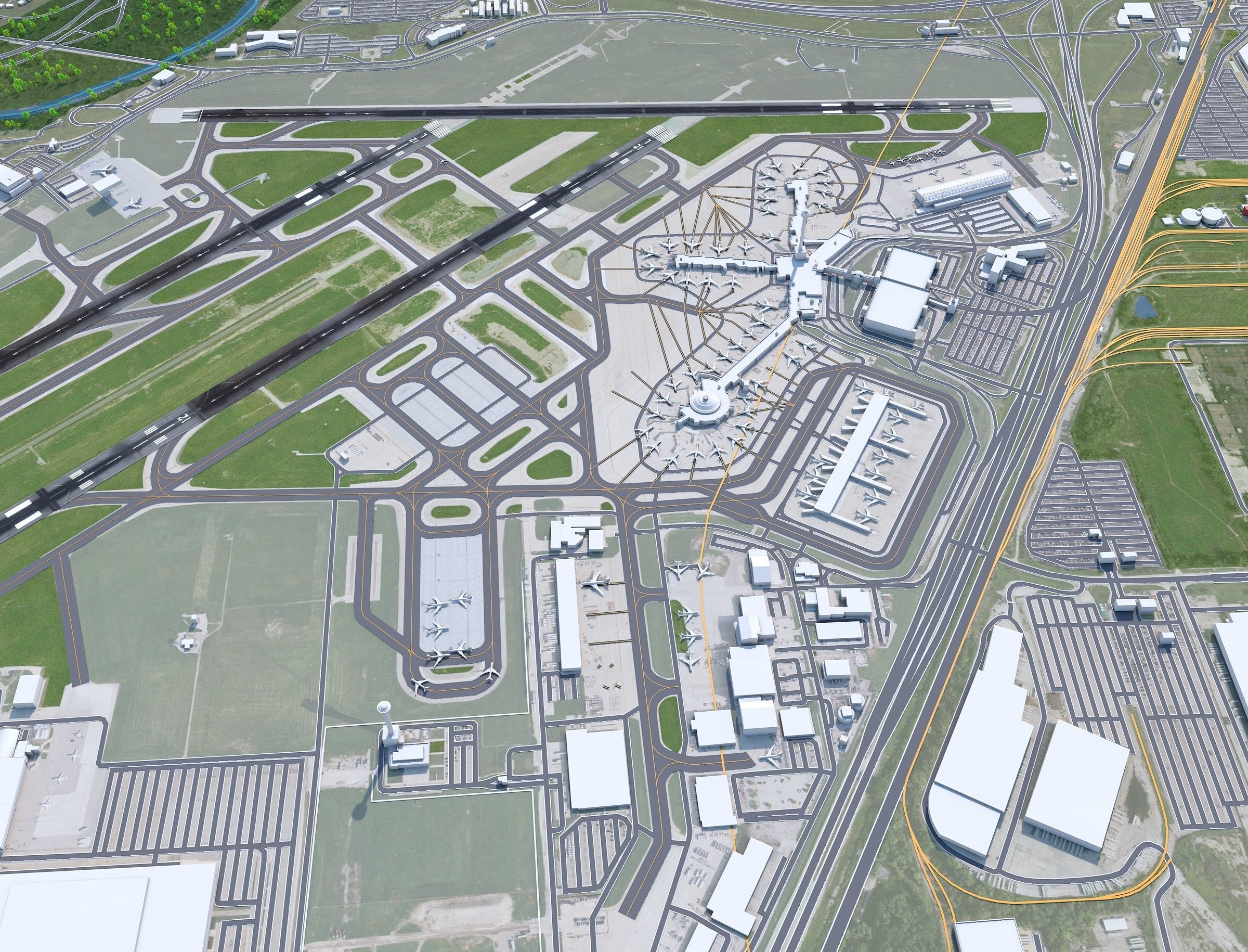 3D model Cleveland Airport 10km VR / AR / low-poly | CGTrader