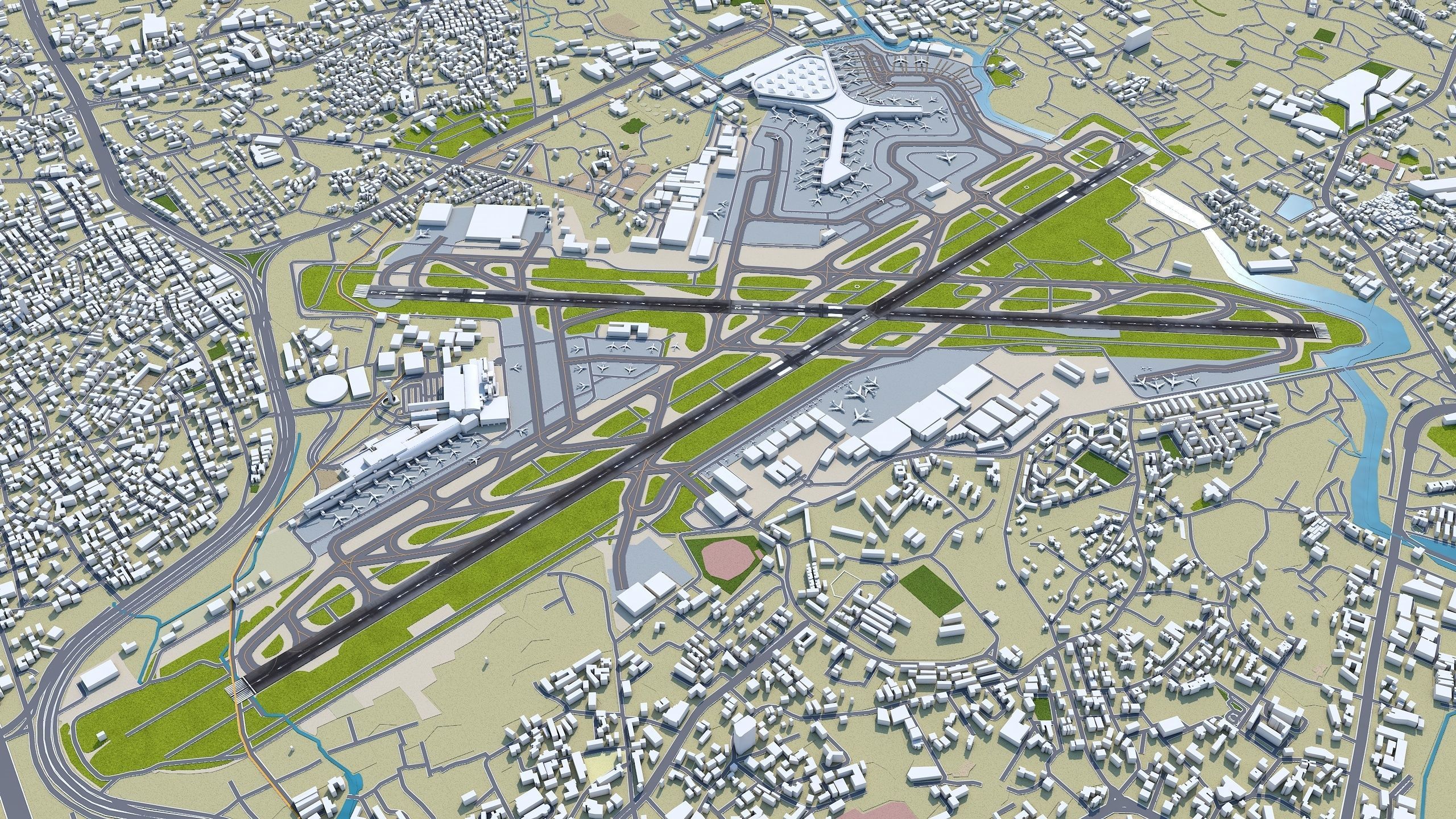 3D model Chhatrapati Shivaji Maharaj Airport 10km VR / AR / low-poly | CGTrader