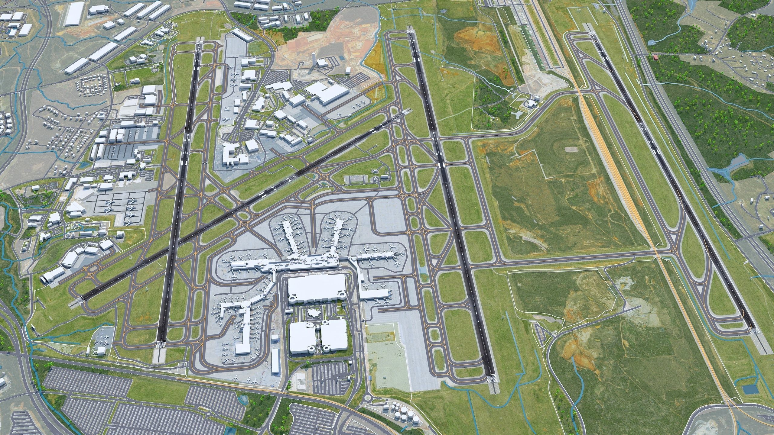 3D model Charlotte Douglas Airport 10km VR / AR / low-poly | CGTrader