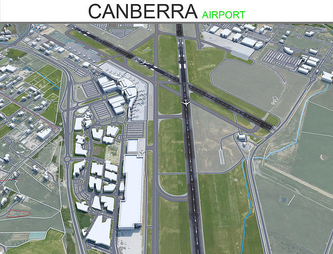 3D model Canberra Airport 10km VR / AR / low-poly | CGTrader