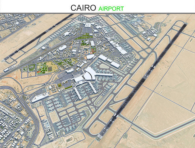 3D model Cairo Airport 15km VR / AR / low-poly | CGTrader