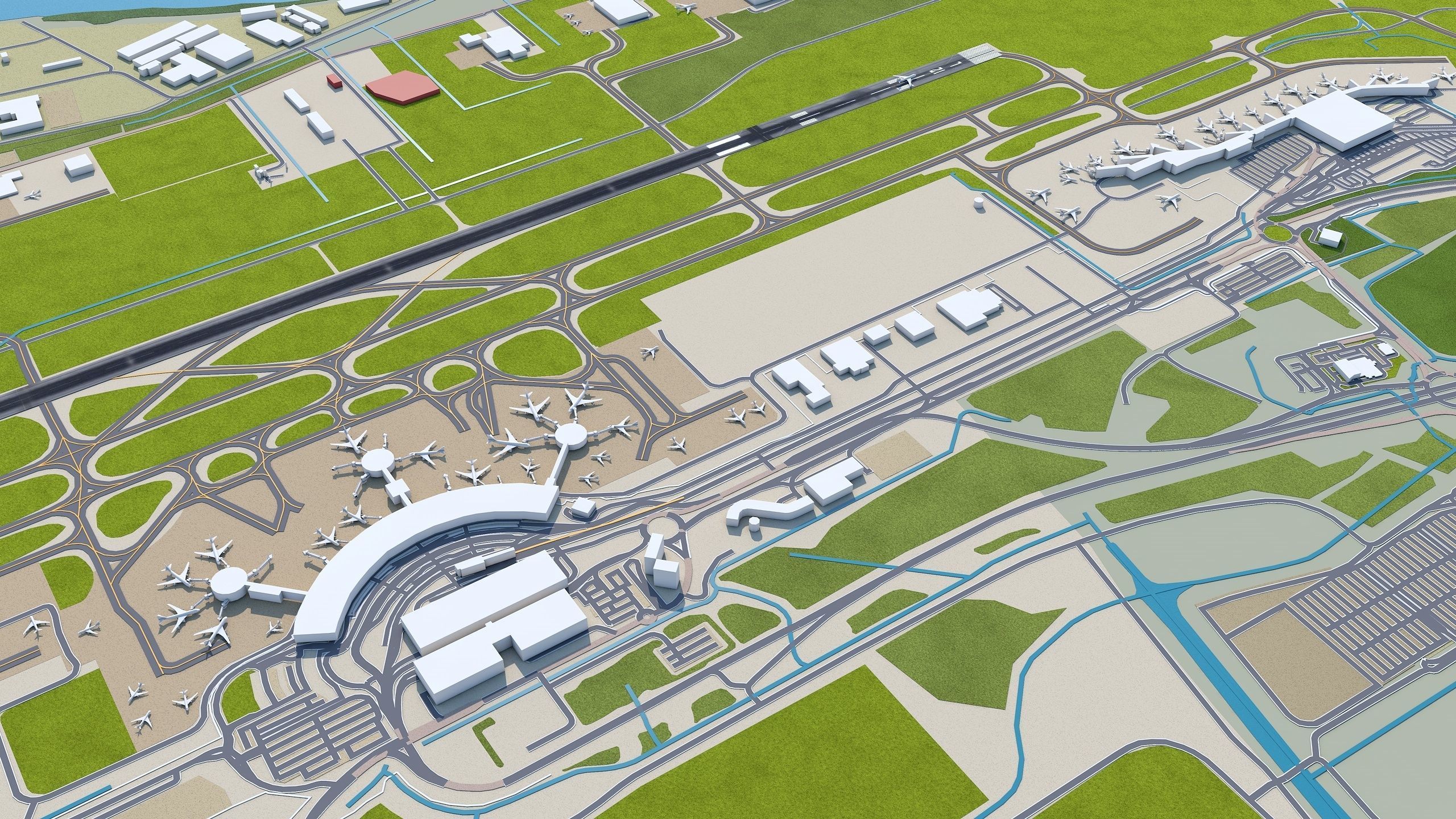 3D model Brisbane Airport 10km VR / AR / low-poly | CGTrader