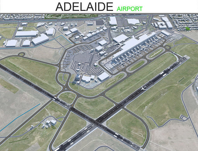 3D model Adelaide Airport 10km VR / AR / low-poly | CGTrader