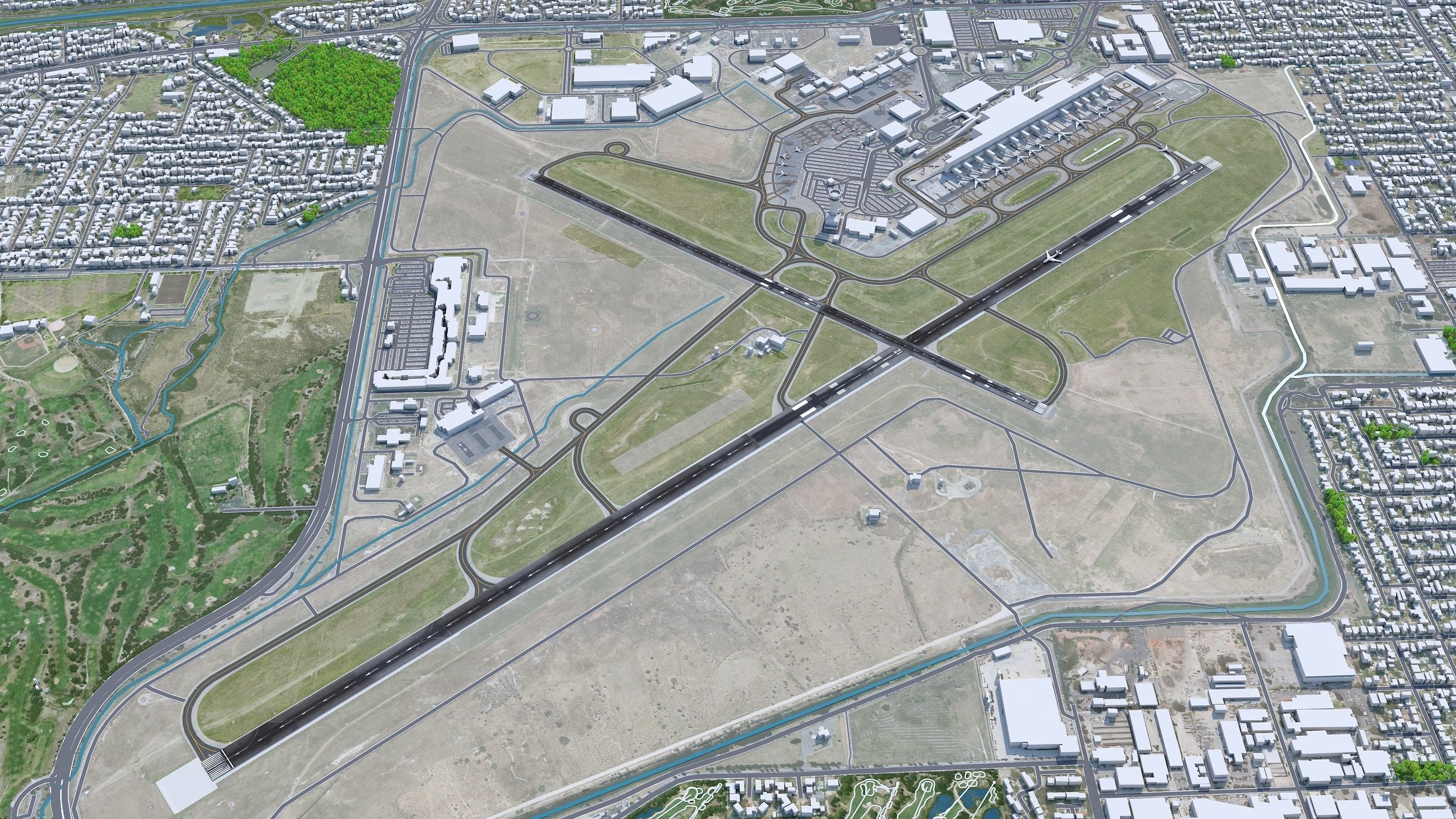 3D model Adelaide Airport 10km VR / AR / low-poly | CGTrader