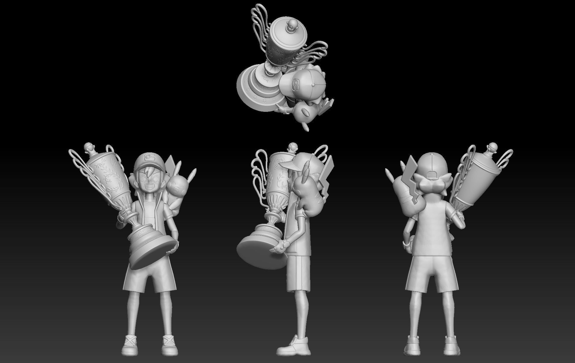 Pokemon Ash Ketchum Champion Trophy 3D model 3D printable | CGTrader