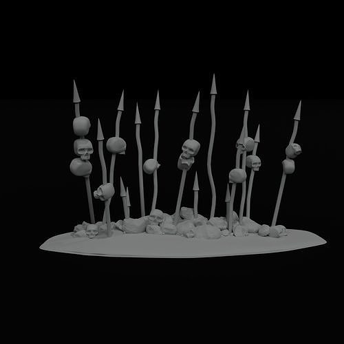 Skulls on spikes 3d model warhammer 40k terrain wargames 3D model 3D ...