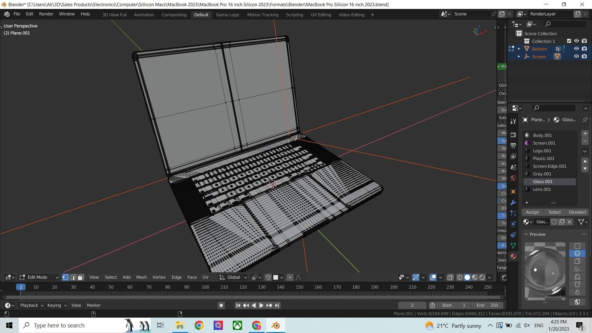 3D model Apple MacBook Pro 16 inch 2023 in Official Design VR / AR ...