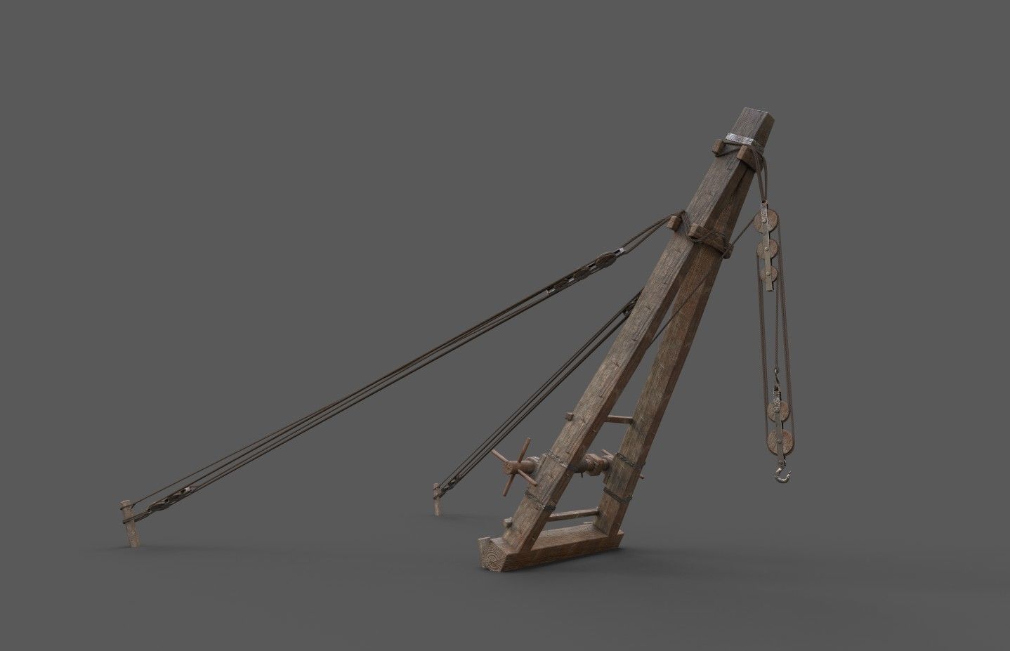 3D model Ancient roman construction crane Pentaspastos - PBR VR / AR ...