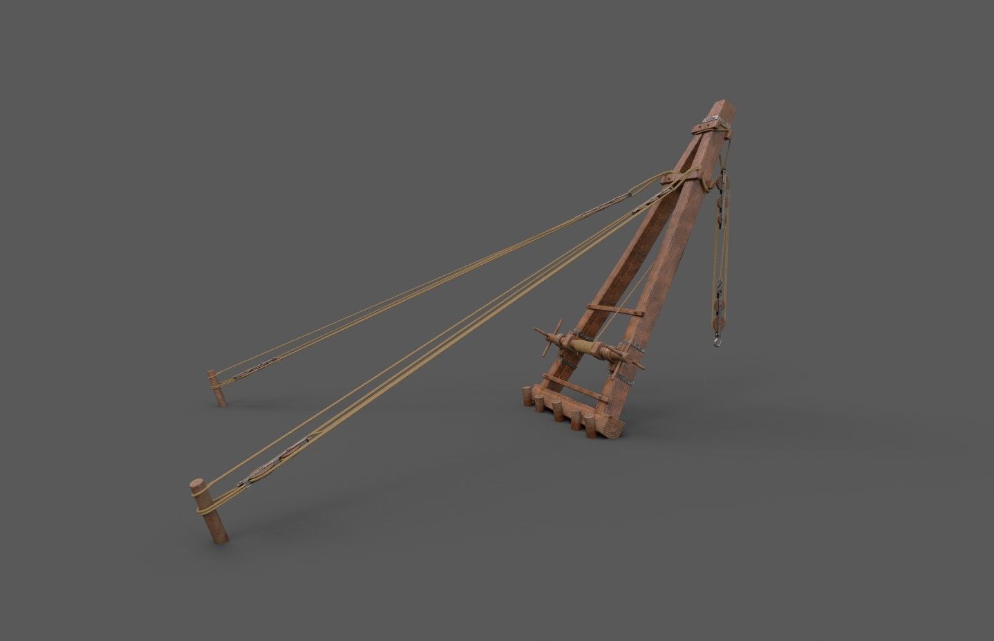 3D model Ancient roman construction crane Pentaspastos - PBR VR / AR ...