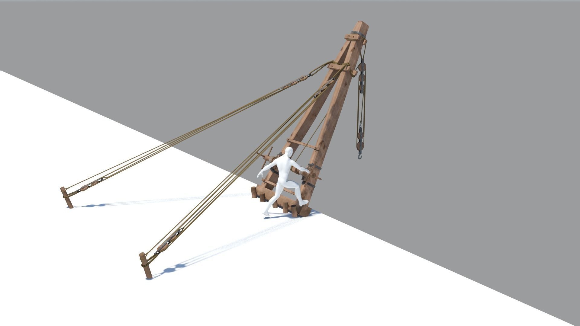 3D model Ancient roman construction crane Pentaspastos - PBR VR / AR ...