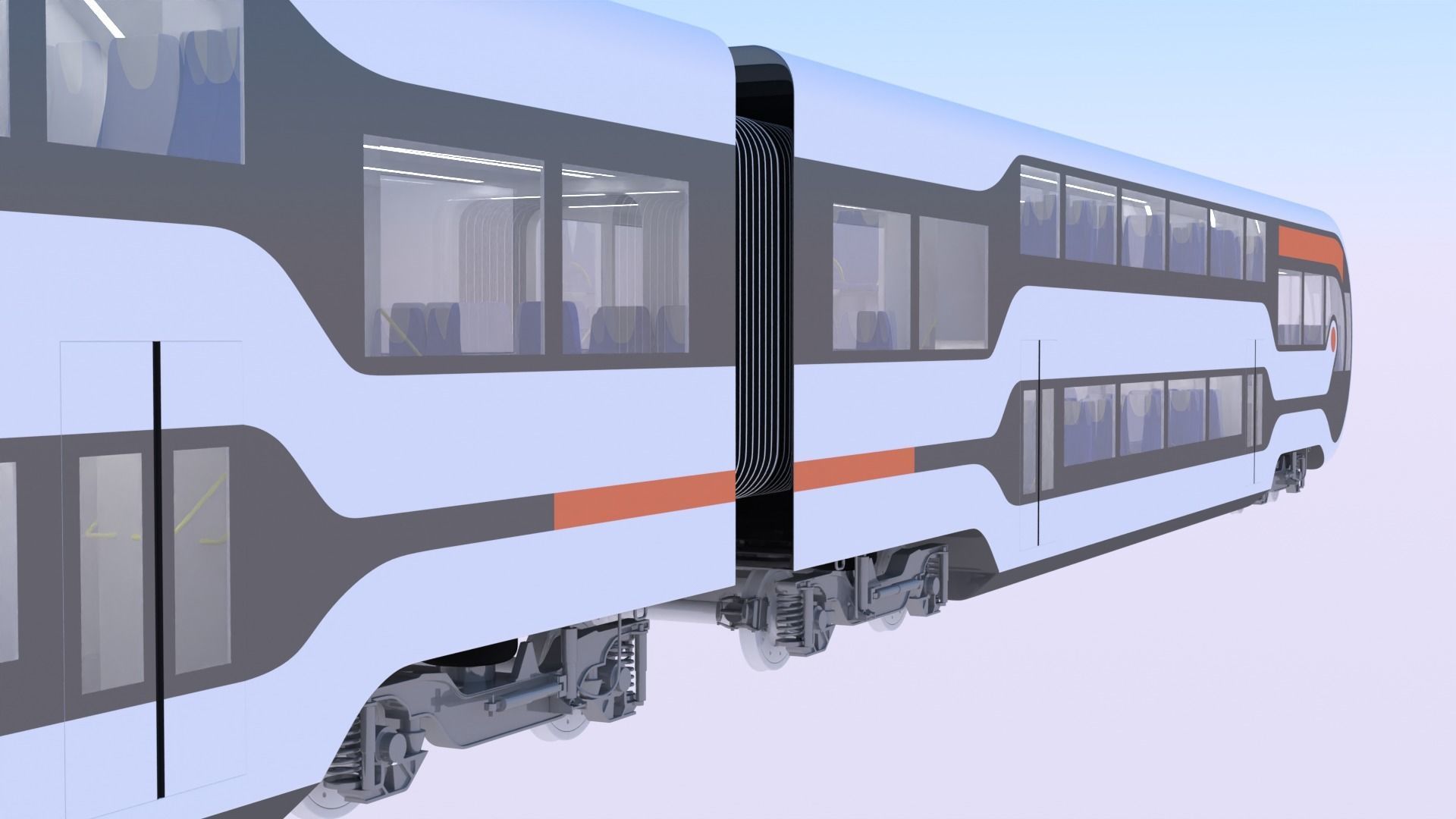 Futuristic doubledeck train 3D model | CGTrader