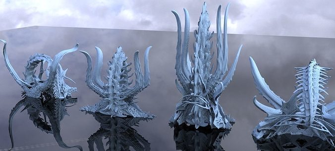 Alien Dragon God Bone Structure 4 models 3D model | CGTrader
