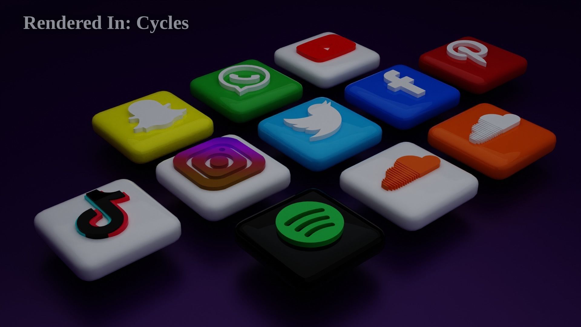 3D model 10 Most popular Social medias Icons Pack VR / AR / low-poly ...