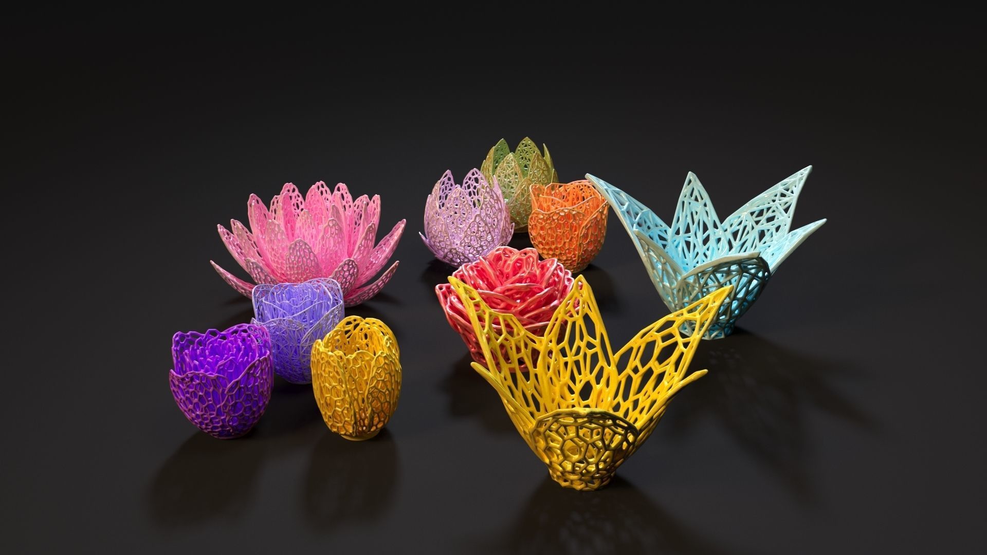 Flower vase set 3D model 3D printable | CGTrader