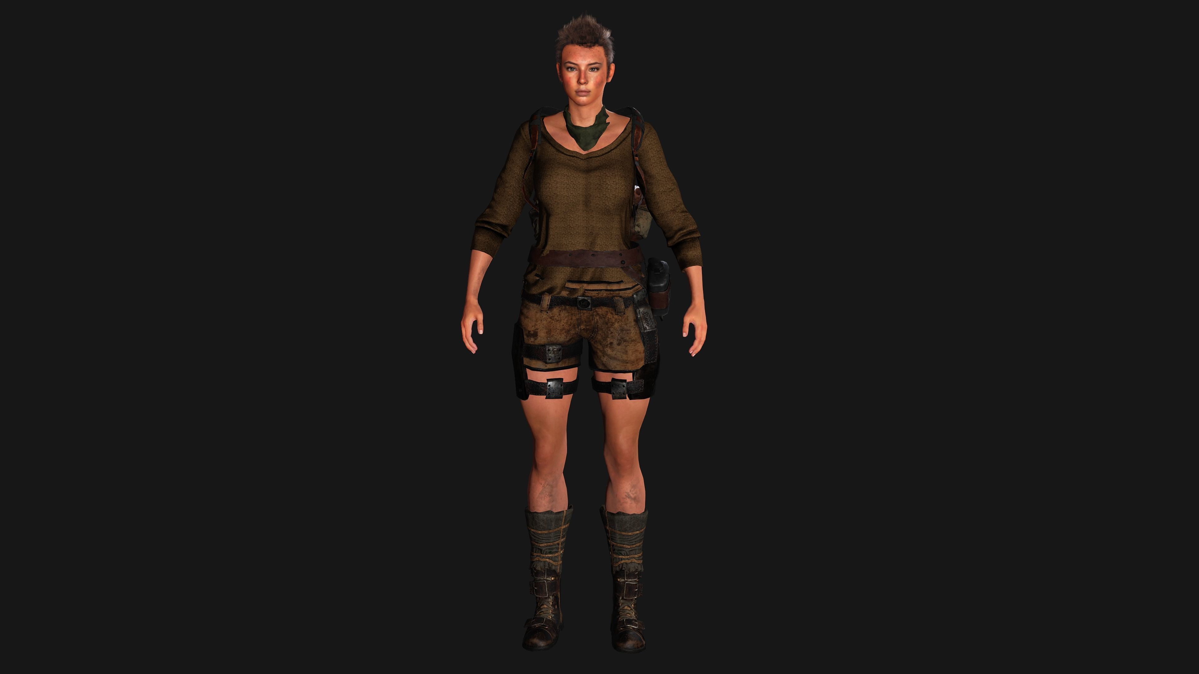 3D model AAA 3D APOCALYPTIC FEMALE 03 - REALISTIC GAME READY CHARACTER ...